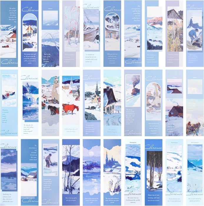 Hiver Marque-pages en Papier, 30 Pièces Signets de Paysage d'hiver ...