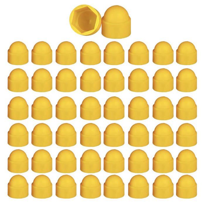 Lot De 50 Cache-Écrous Hexagonaux M12 Jaunes En Plastique Pour Boulons ...