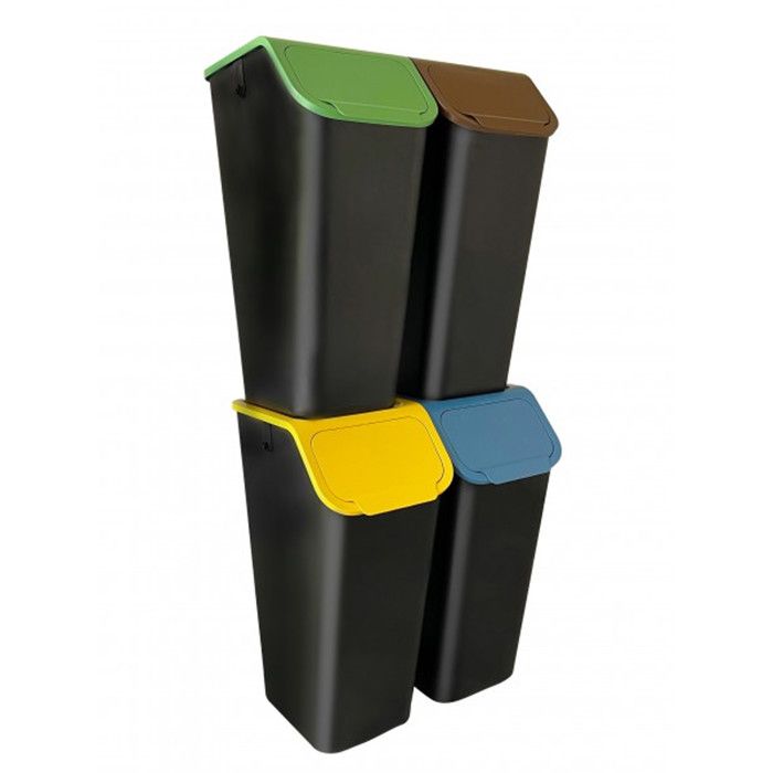 Set de poubelles Practic, Kit de conteneurs, ségrégation, 4x35l, noir ...