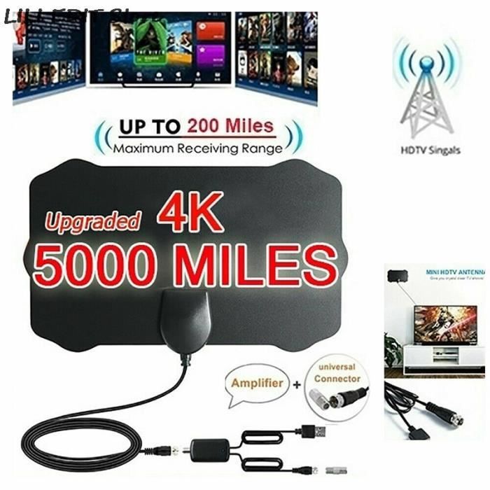 Antenne TV numérique HD 4K, Prix Ue, 5000 miles Booster, Design Plat ...