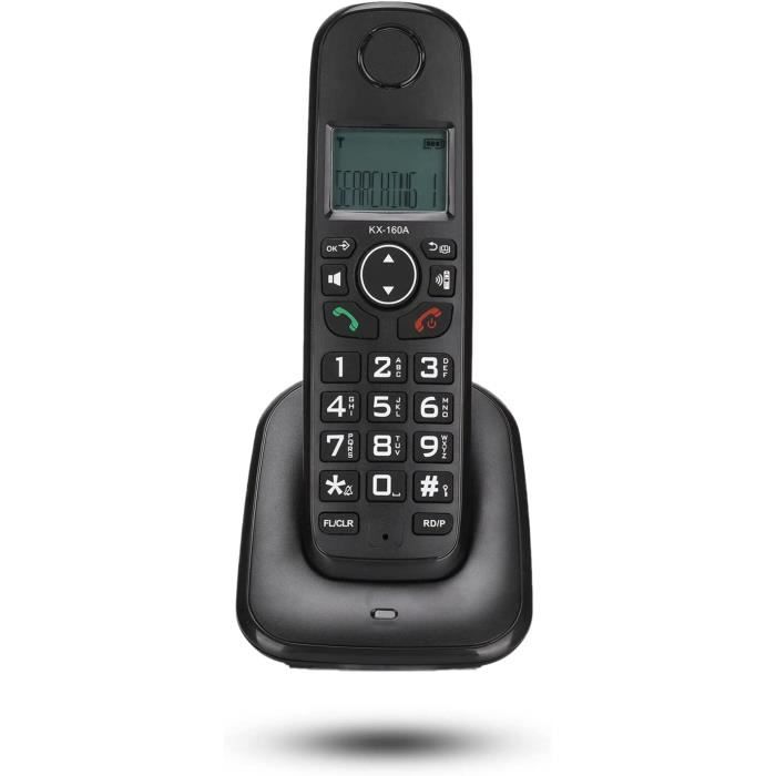 Téléphone Fixe Sans Fil, Identification De L'Appelant Du Combiné Sans Fil Noir, Appel En Attente ...