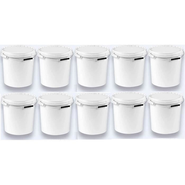 Lot De 10 Seaux De 20 Litres Avec Couvercle Blanc - Lot De 10 Seaux À ...