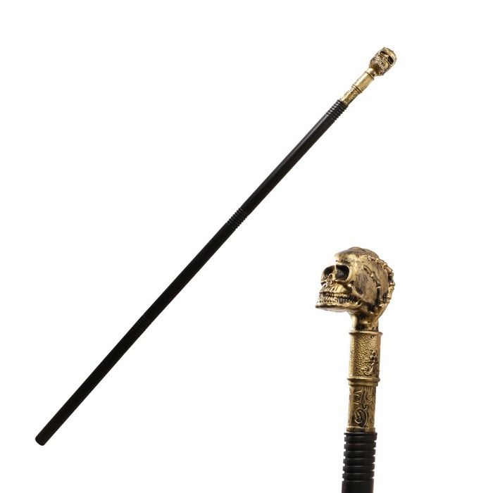 CANNE PVC DÉMONTABLE POMMEAU CRÂNE OR 106CM NOIR - Cdiscount Jeux - Jouets