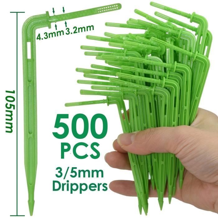 Goutteurs-500pcs Kit de systèmes'arrosage Micro goutte à goutte 10 100M ...