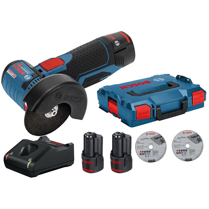 Meuleuse d'angle 12V GWS 12V-76 + 2 batteries 2Ah + chargeur + coffret ...
