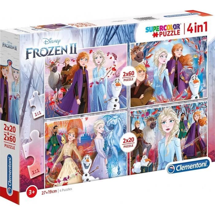 4 Puzzles Disney - Reine Des Neiges : Elsa Anna Sven Olaf 20 - 60 ...
