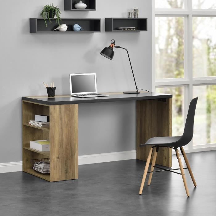 [en.casa]® Table de bureau moderne - éscritoire - bois et gris ...