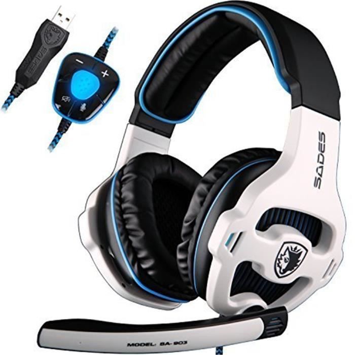 SA-903 Casque Micro PC Casque Gamer Stéréo USB 7.1 Son Ecouteur Micro ...