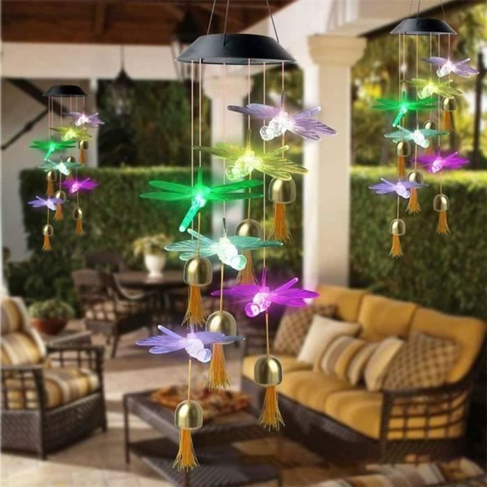 MOON-Le vent solaire carillons imperméable à l'eau papillon LED ...