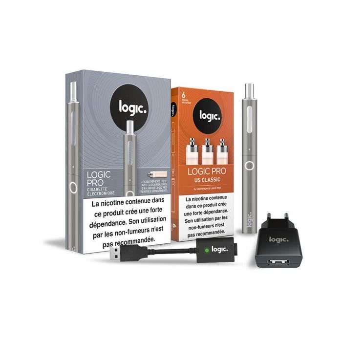 Logic PRO - Cigarette électronique Acier + 3 cartouches US Classic 6 mg ...
