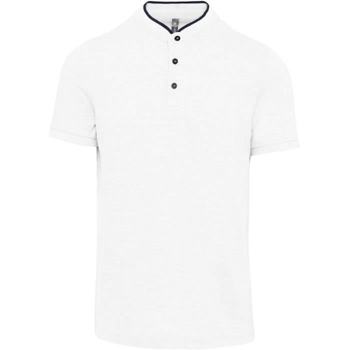 Polo col mao manches courtes White / navy - Cdiscount Prêt-à-Porter