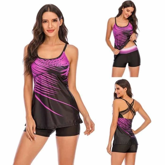 Maillot De Bain Femmes Plus Size Print Tankini Swimjupmsuit Beachwear