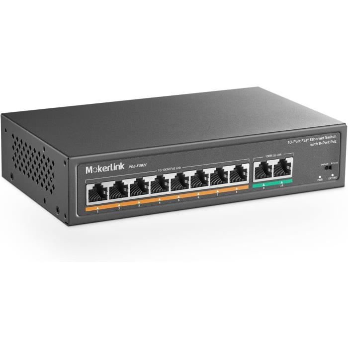 10 Ports Poe Switch With 8 Port Poe+, 2 Fast Ethernet Uplink, 100 Mbps ...