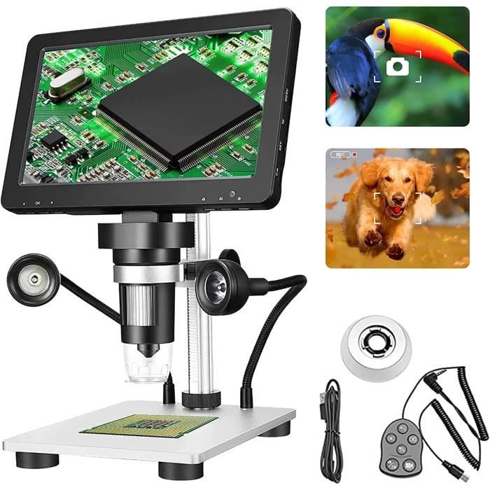Microscope Numérique 7" 1200x 12MP Microscope USB avec Écran Rotatif HD ...
