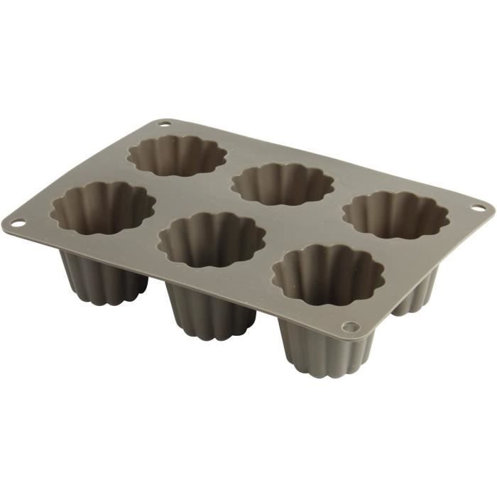 Crealys 513013 Moule à 6 Cannelles en Silicone Candy Gris 20 x 15 x 5 ...
