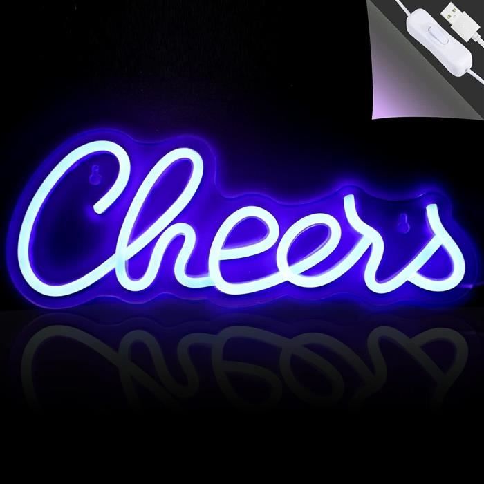 Cheers Sign Néon, Bar Neon Sign Enseignes Au Néon Led Bleu Pour ...