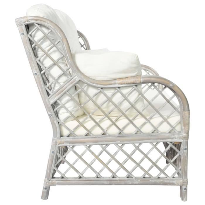 Canapé à 2 places Gris Rotin Bon Matériel BOHUSHOP - Cdiscount Jardin