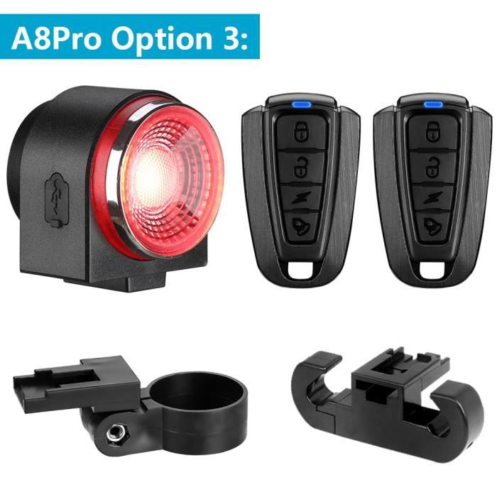 A8pro Taillight A-2 A8Pro vélo alarme feu arrière charge USB IPX65 étanche vélo feu arrière ...