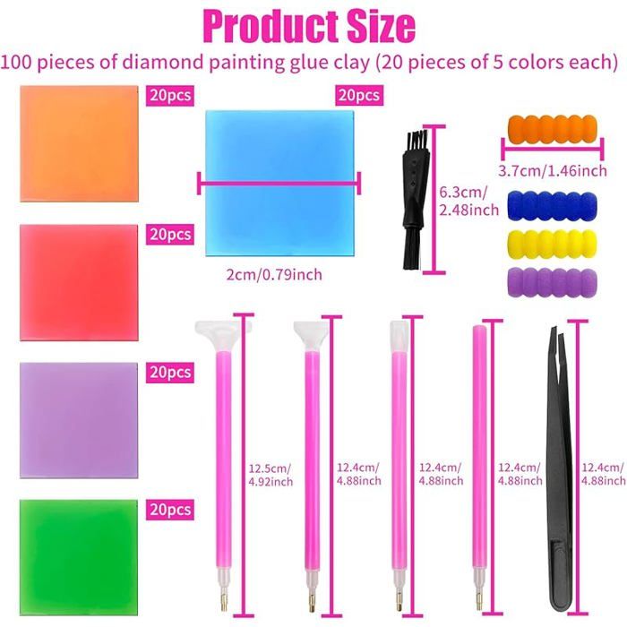 DIY Diamant Peinture Colle Argile 100 Pcs 2x2cm 5D, Accessoires et ...