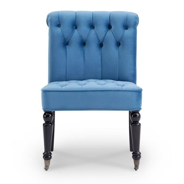 Fauteuil crapaud bleu en velours avec pieds à roulettes - Cdiscount Maison