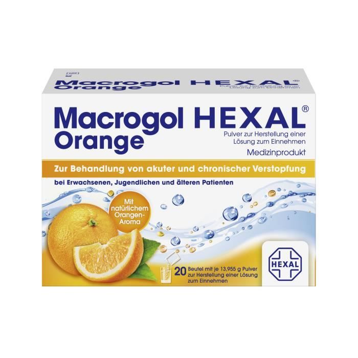 Macrogol HEXAL Orange, 20 pc Sachets - Cdiscount Santé - Mieux vivre