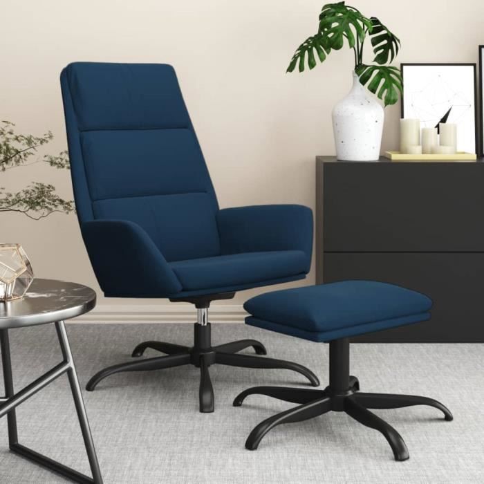 Chaise de relaxation avec repose-pied Bleu Velours-S5882 - Cdiscount Maison