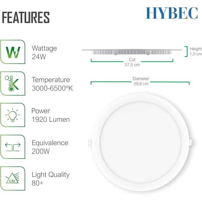 Hybec- Spot Led Encastrable 24W,Spot Led Encastrable Extra Plat ...