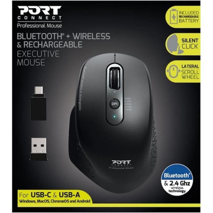 Port Connect Souris Professionnelle Bluetooth Sans Fil Wireless 2.4 Ghz ...