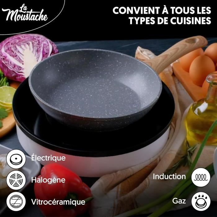 Poêle en Fonte d'Aluminium Antiadhésive Ø26 cm, Poêles à Frire-Omelette sans PFOA, Tous Types de ...