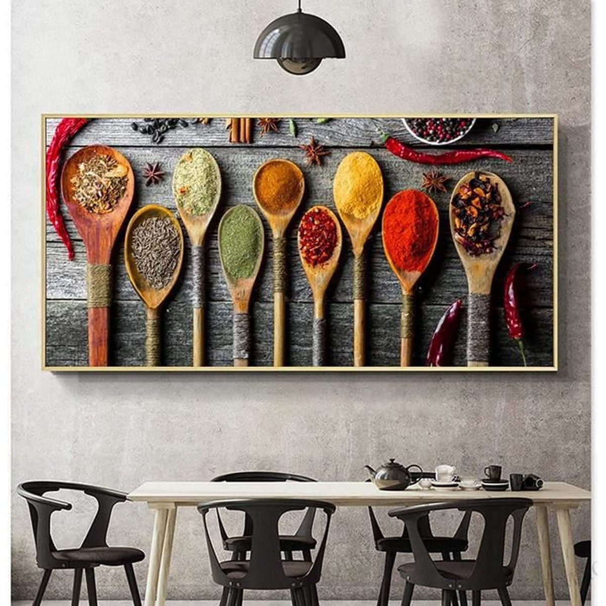 Coloré Épices et Cuillère Impression sur Toile Affiche Decoration ...