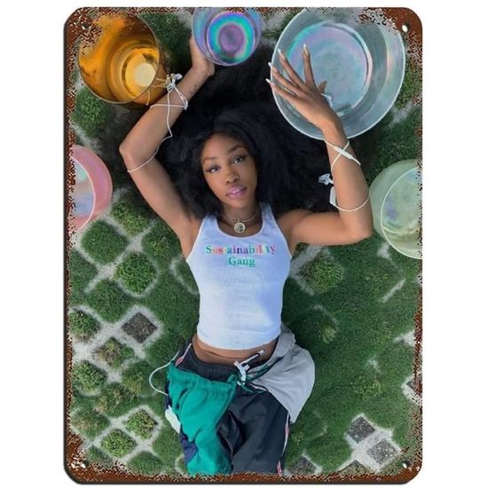 Singer SZA Affiche rétro en métal chic Art rétro décoration murale ...