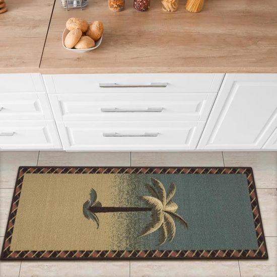 Tapis De Couloir Collection Sara‘S Kitchen Motif Palmier Tropical Pour ...