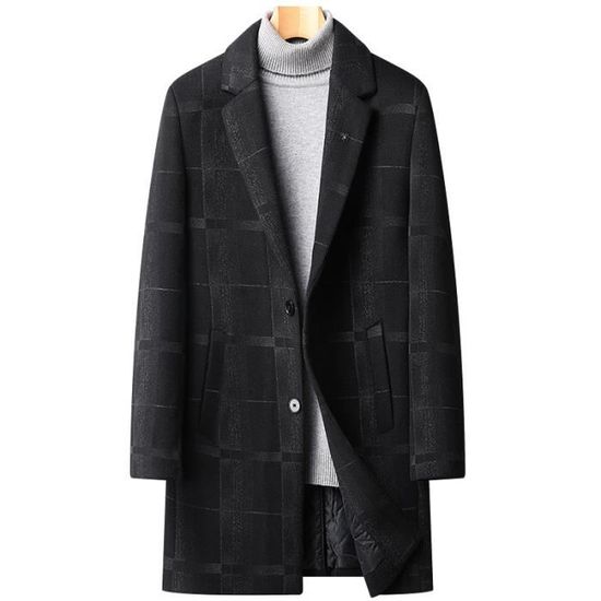 Caban Homme Slim Mi-long Epaisse Chaud Elégant Boutonnage Gris ...
