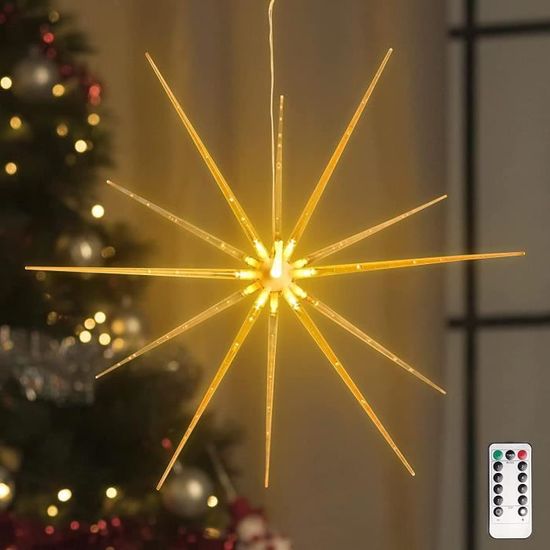 SALCAR LED Etoile de Noel 3D, 14 Faisceaux LED Blanc Chaud 8 Modes ...