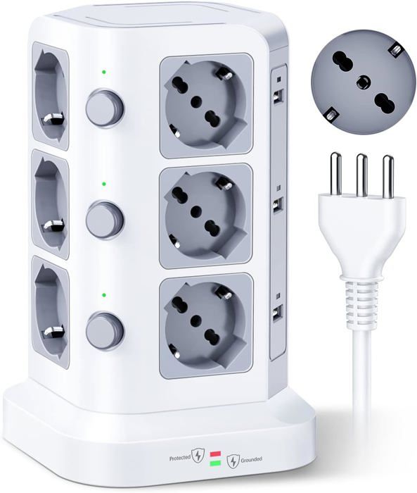 Multiprise avec protection contre les surtensions (4000 W/16 A) prise ...