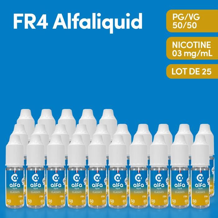 E-LIQUIDE FR4 ALFALIQUID 3mg nicotine - PG/VG 50/50 PACK 25 - Cdiscount ...
