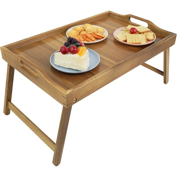 Utoplike Plateau de Lit en Acacia - Grand Plateau de Petit-Déjeuner ...