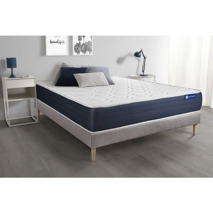 Ensemble matelas Latex et Mémoire de forme ACTILATEX SLEEP 200x200 5zones de confort + sommier ...