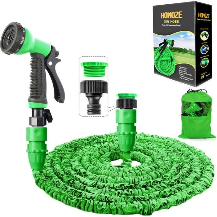 Tuyau d'arrosage extensible de 2,5 m avec pistolet d'arrosage, sac de ...
