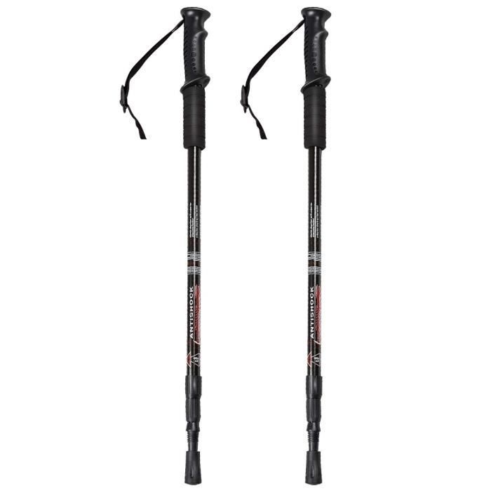 GYMAX Lot de 2 Bâtons de Randonnée, Bâton de Marche en Aluminium ...