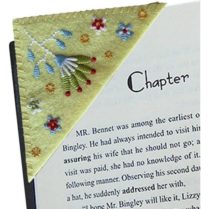 Signets du coin des livres | Marque-page d'angle brodé à la main ...