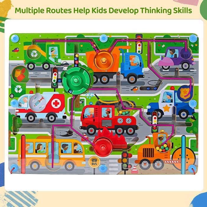 Wooden 2-in-1 Magnetic Maze Board, Magnetic Puzzle Game Board for ...