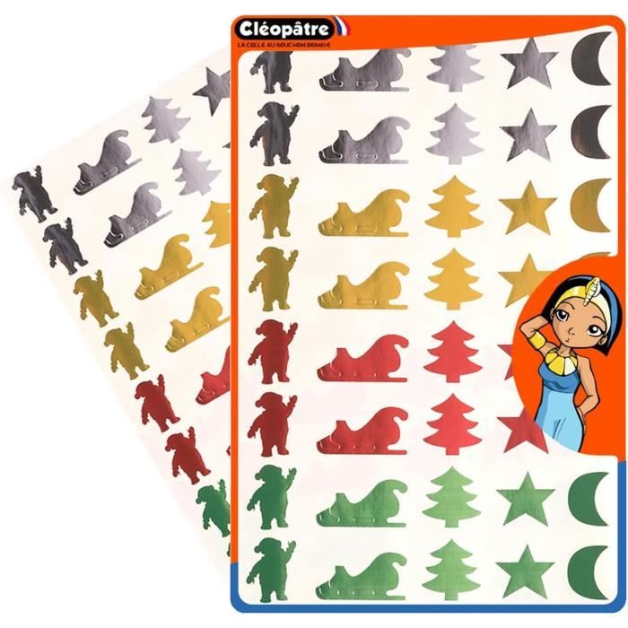 Cleopatre – Gommettes Autocollantes Noël Métallisées – 4 Couleurs ...