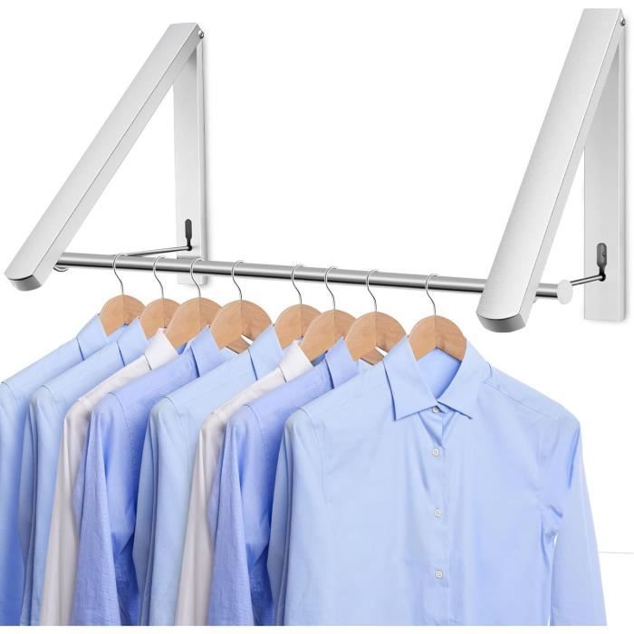 Etendoir Mural, 2Pcs Rabattable Cintre Mural Aluminium Stabilise Avec ...