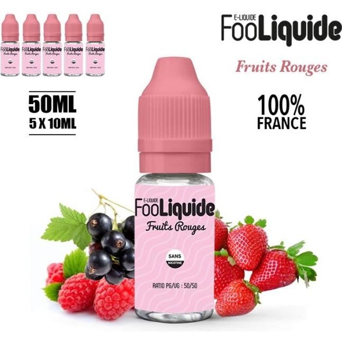E-LIQUIDE FRUITS-ROUGE 50ML EN 16MG DE NICOTINE - 5 FLACONS DE 10 ML ...