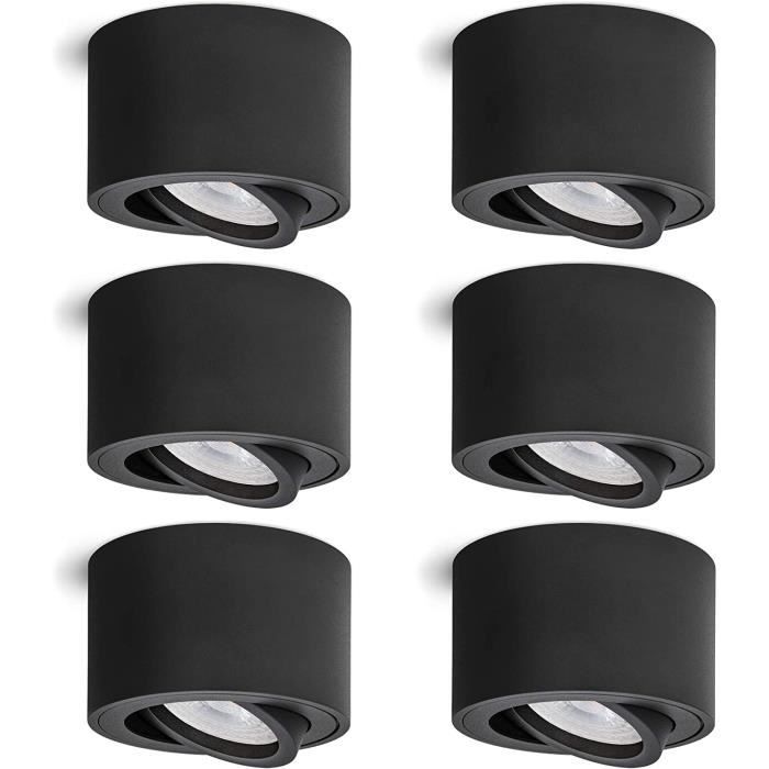 Lot de 6 spots de plafond LED SMOL en noir – plat et orientable – Spot ...
