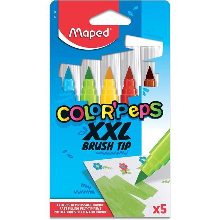 Feutres XXL Brush Tip Color'Peps 5 Gros Feutres de Couleur avec Pointe ...