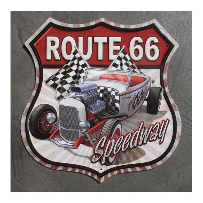 Plaque publicitaire - Speedway - Route 66 - Hot Rod - 30x30 cm - Métal ...