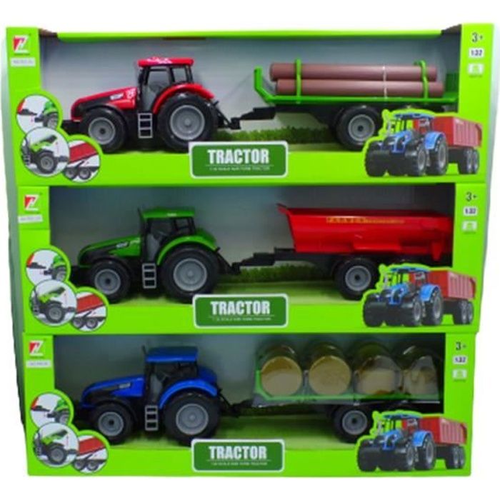 Jouet - Tracteur avec remorque - 43 cm - Bois, métal et plastique - Blanc - Cdiscount Jeux - Jouets