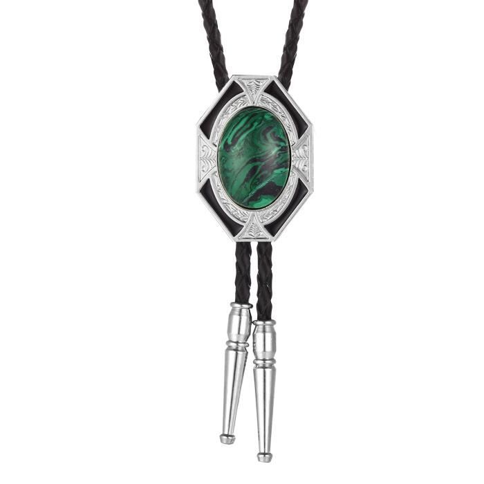 Couleur vert armée Cravate de cowboy occidentale en agate naturelle ...